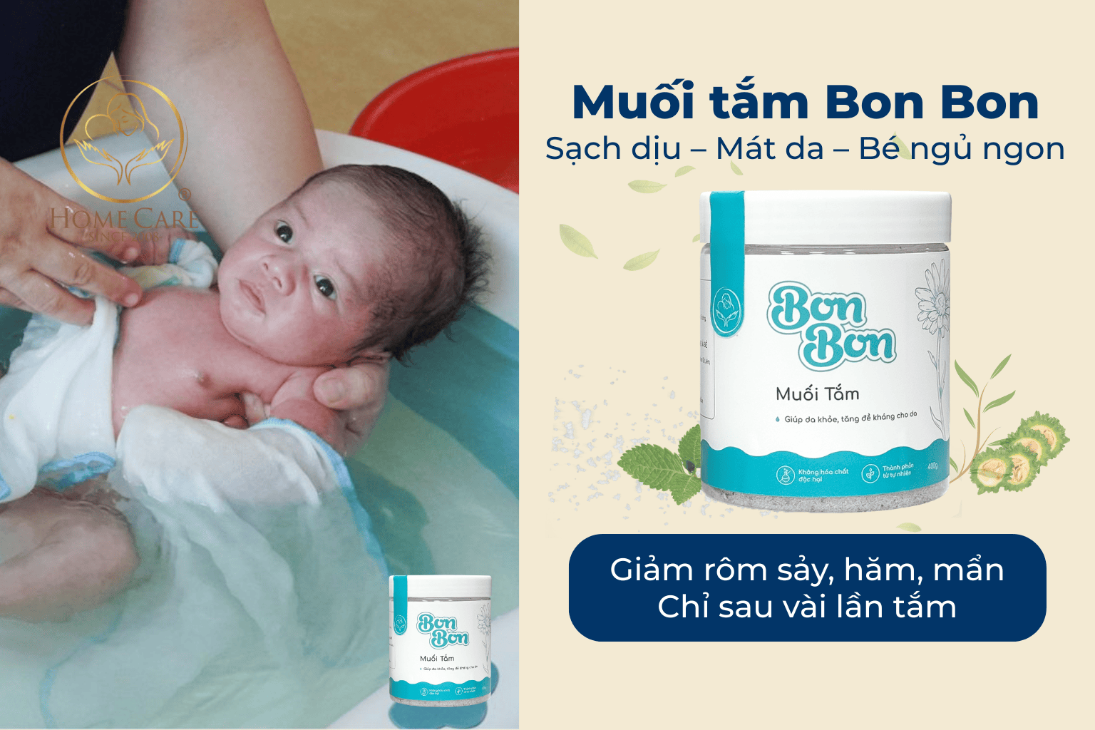 Muối tắm cho bé Bon Bon – 5 Lý do Hết Rôm Sảy mẹ nên thử!